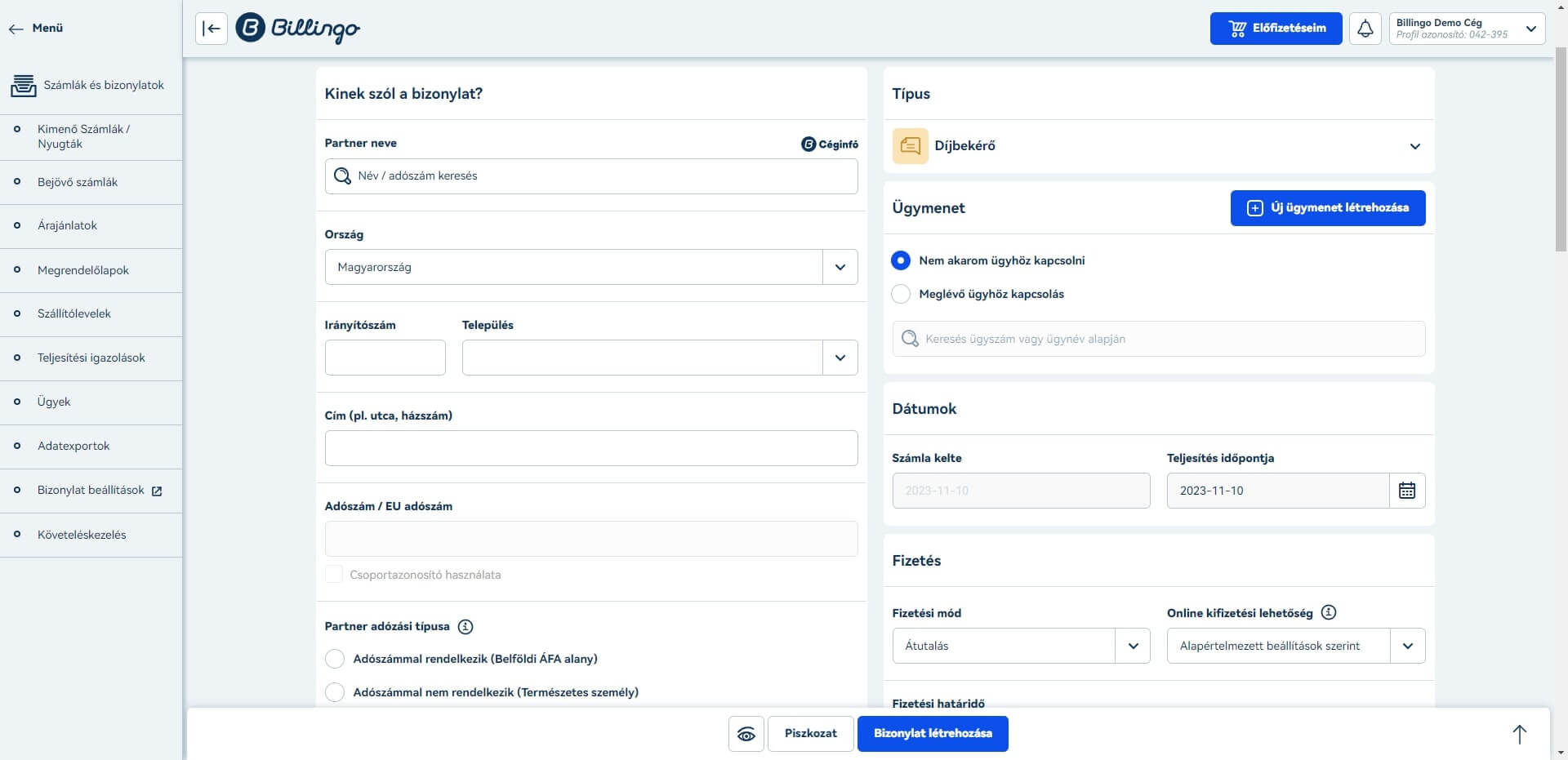 Billingo - magyar nyelvű online számlázási rendszer