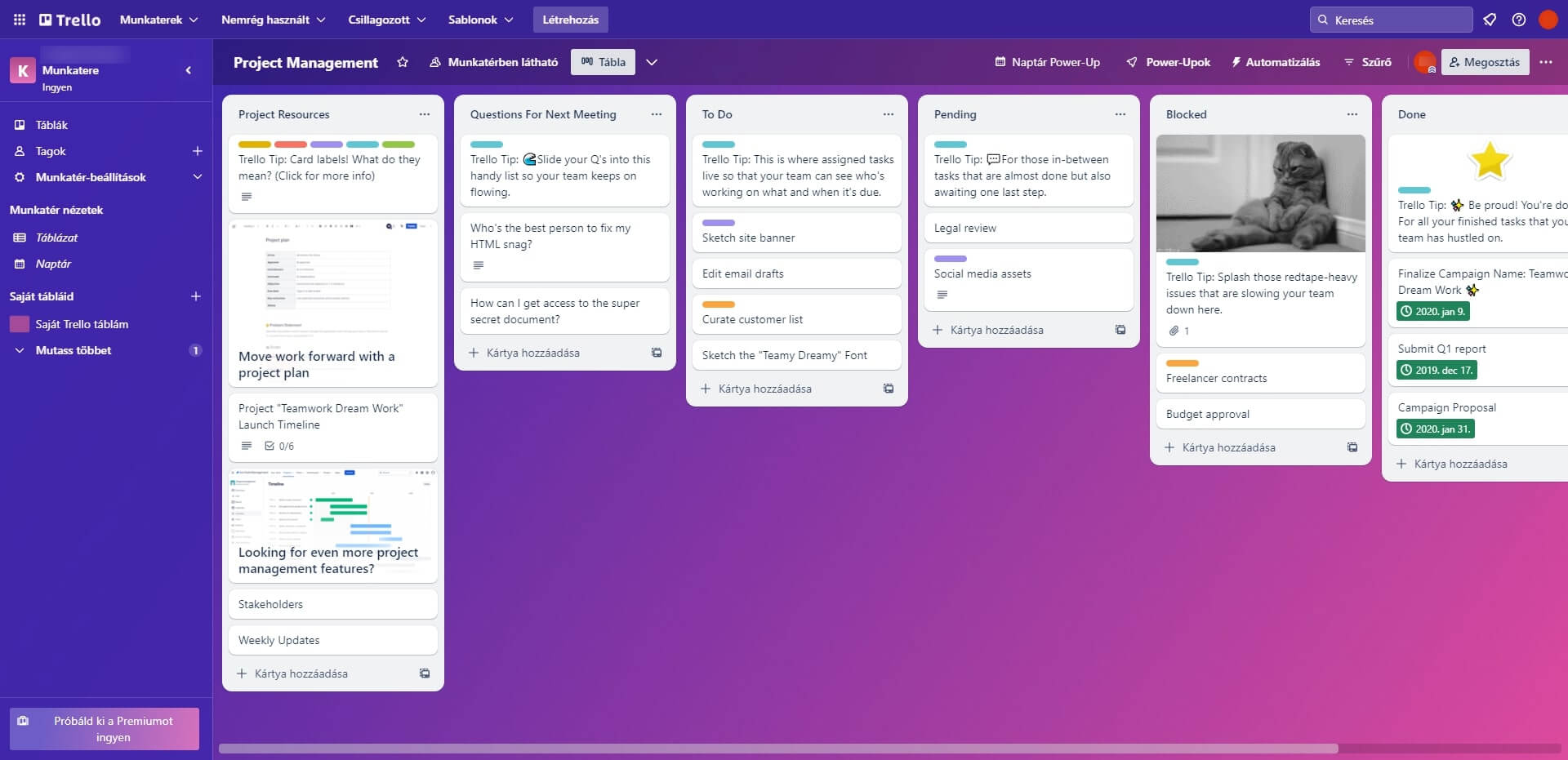 Trello használata: Ingyenes projektmenedzsment szoftver